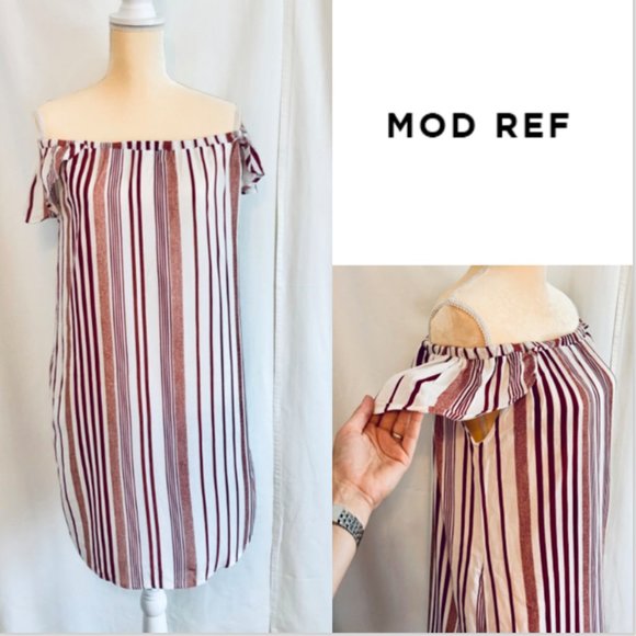 Mod Ref | Dresses | Mod Ref Off The Shoulder Striped Dress | Poshmark